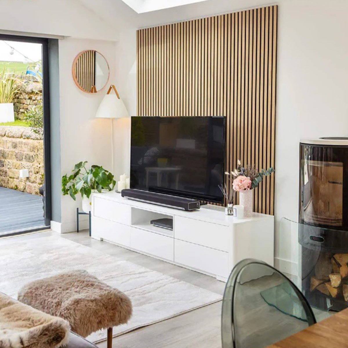 TG Wood Panel with Sound Isolation Walnut 280x60x2.1 - WoodandGas Outdoors
